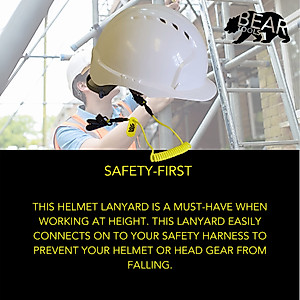 BearTOOLS Micro Coil Elastic Lanyard, Max Load 0.9kg 50cm Dual Attachment | Tool Lanyard for Small Tools, Helmets | Coil Lanyard, Hardhat Accessory | Used in Construction & Work Sites (1-Pack)