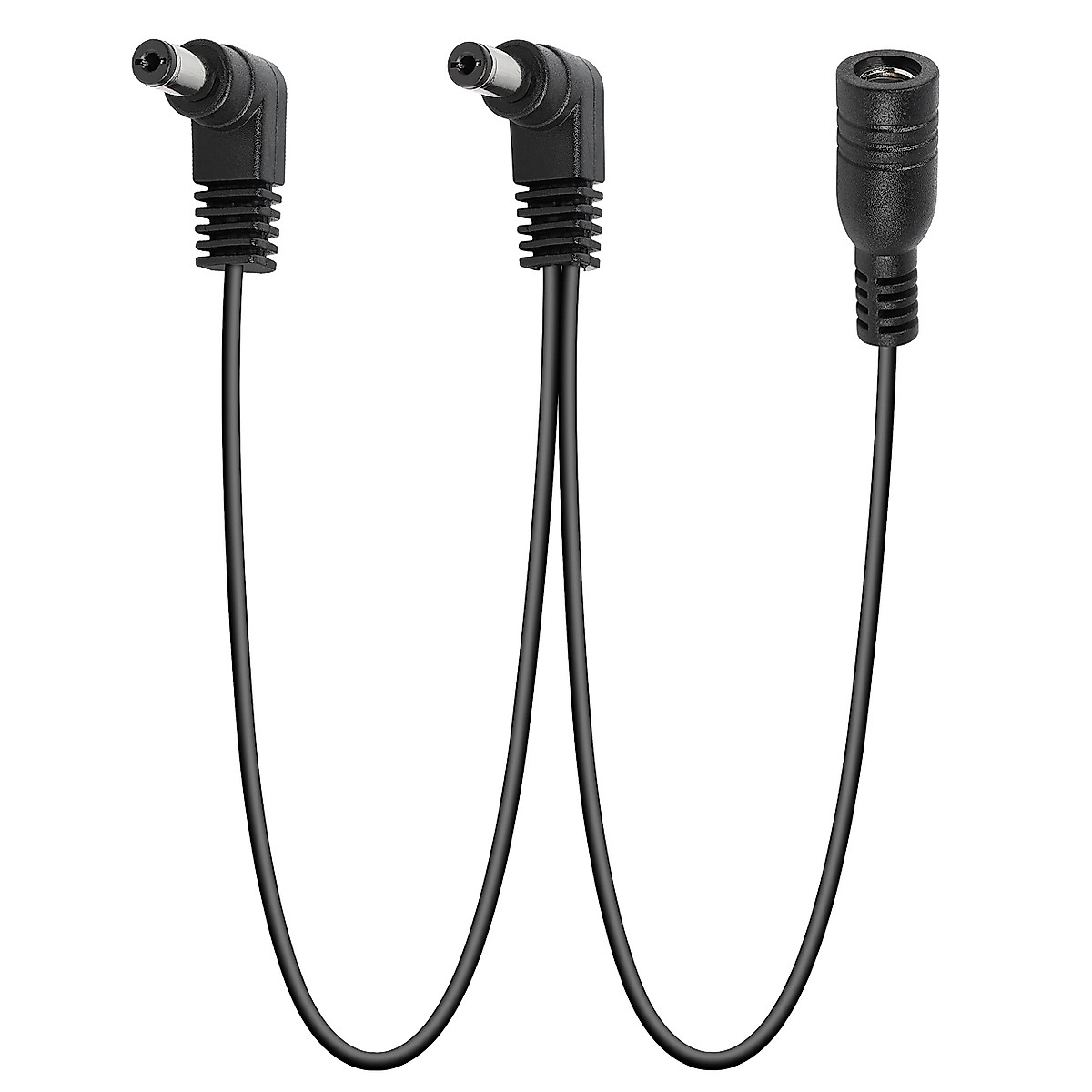 GELRHONR Daisy Chain Guitar Effect Pedal Power Supply Splitter Cable,Right Angle DC 5.5x2.1mm Cable,90 Degree DC 5521 Female to 2 Male Y Cable for CCTV Security Camera,DVR,LED Strip Light Etc（1 to 2）