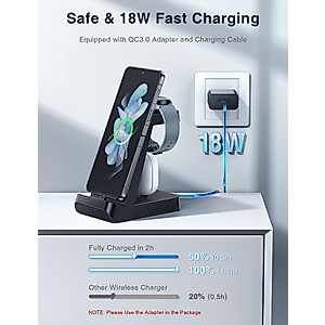 LK Charging Station for Samsung 3 in 1 Charger Station Wireless Charger for Galaxy Watch 5 Pro/4/3/Active 2/1, for Samsung S24 Ultra Plus S23 S22 S21 S20 Z Flip Fold 5 4 3 Galay Buds