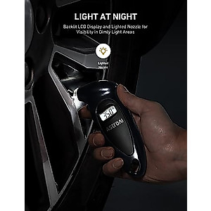 AstroAI Digital Tire Pressure Gauge with Replaceable AAA Battery, 150 PSI 4 Settings Stocking Stuffers for Car Truck Bicycle Backlit LCD Non-Slip Grip Car Accessories, Gray