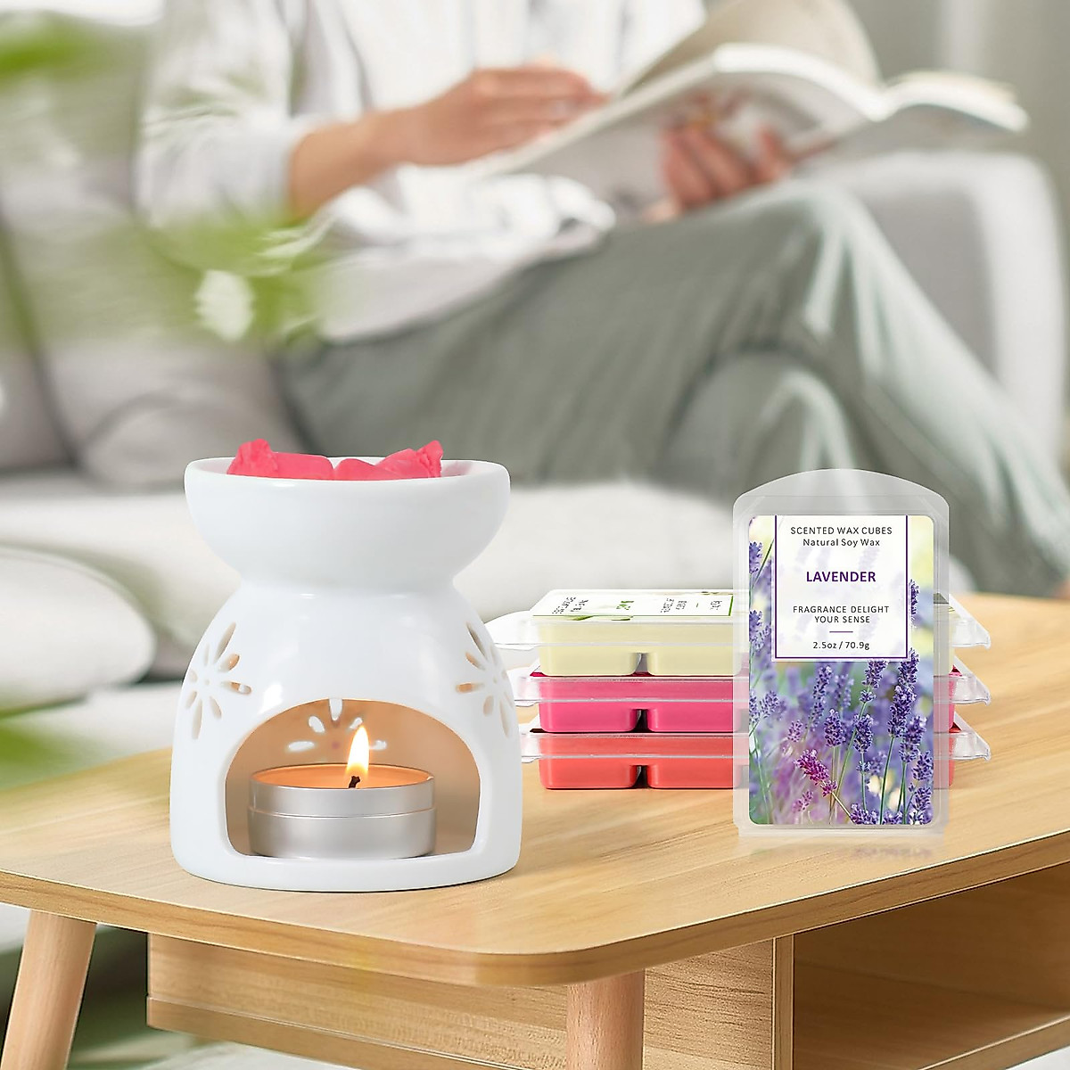 LA BELLEFÉE Wax Melts Wax Cubes, Natural Soy Wax Cubes Candle Melts, Scented Wax Melts for Wax Warmer Valentines Day Gifts Decor, Floral of Rose, Lavender, Jasmine, Cherry for Spa Relaxing, Bath, Yoga