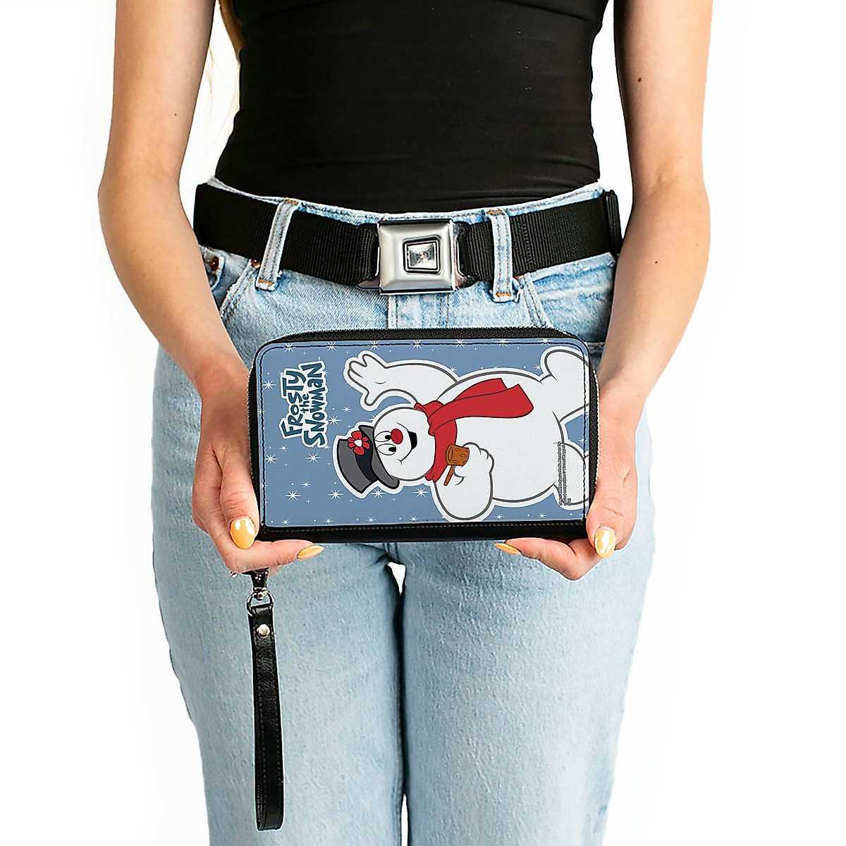 Buckle-Down Women's PU Zip Around Wallet Rectangle-Frosty The Snowman, 7.5"x4.5"