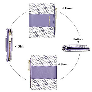 OIDERY Small Card Holder Wallet for Women, Bifold Compact Wallet with ID Window-Womens Wallet with Zipper Purse