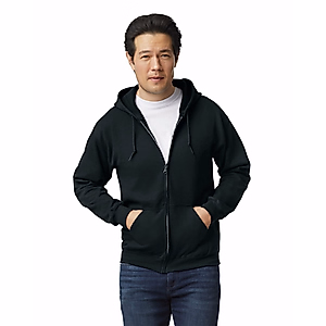 UGP Campus Apparel Gildan Men's Fleece Zip Hooded -Sweatshirt, Style G18600, Black, Medium