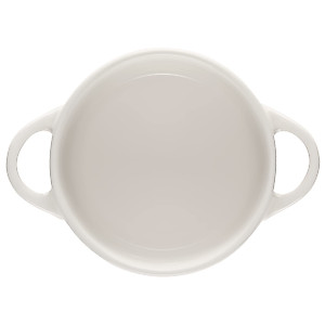 Le Creuset Stoneware Mini Round Cocotte with Flower Lid, 8oz., White