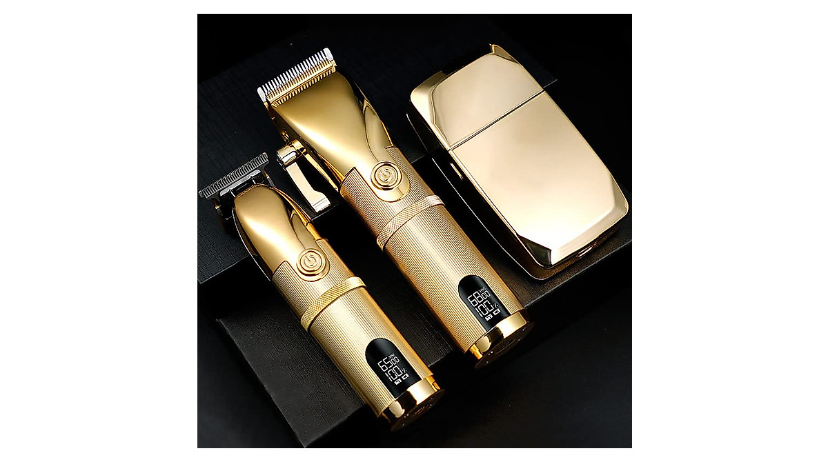 BR Barbers Gold Hair Clippers – Professional Cordless Grooming Kit