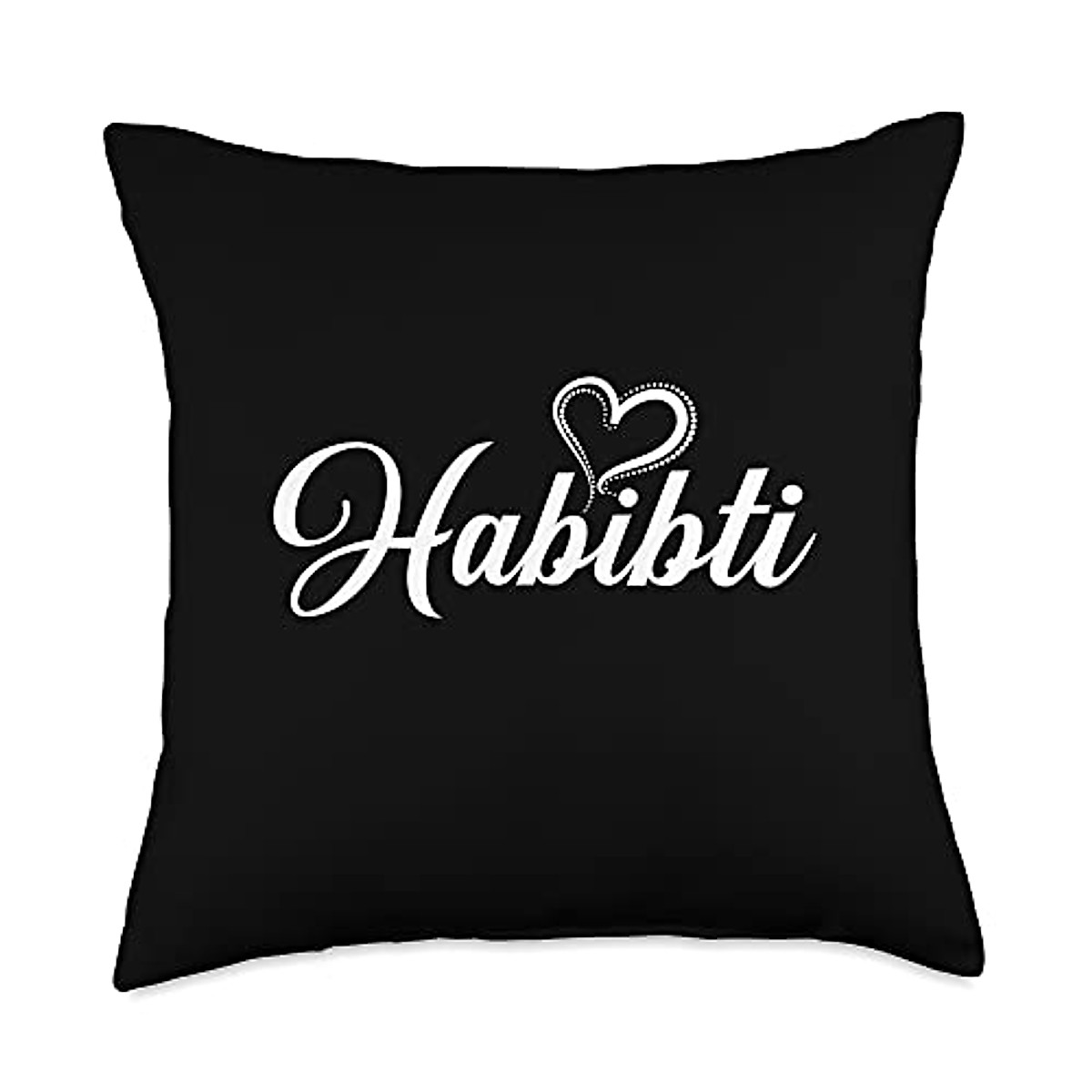 Habibi Motif Habibti Darling Heart Arabic Throw Pillow, 18x18, Multicolor
