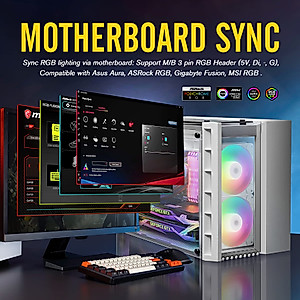 EZDIY-FAB Cube Fan Pro RGB Case Fan 120mm with Fan Hub X and Remote, 5V 3PIN ARGB Fans, Motherboard Aura Sync, High Performance Cooling Fan, Fan Speed Control,Quiet Fan- 5 Pack-White