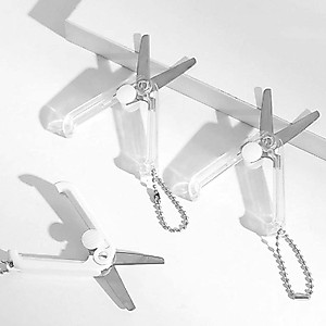 White Folding Scissors Safe Portable Travel Scissors Foldable Telescopic Cutter Pocket Mini Scissor with Keychain Craft Scissors for Cutting, Scrapbooking, Crafting, Sewing