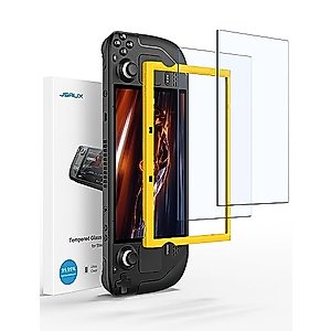 JSAUX 2-Pack Steam Deck Screen Protector, Ultra HD Glass Protector 9H Hardness Easy to Install with Guiding Frame Scratch Resistant Tempered Glass for Steam Deck/Steam Deck OLED, Come with Toolkits
