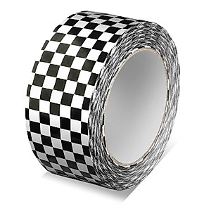 MTLEE Checkered Flag Tape Checkered Packing Tape Race Car Tape Printed Tape 1.88 Inches 100 Yards DIY Crafts Buffalo Tape Single Roll for Scrapbooking DIY Crafts Box Decoration