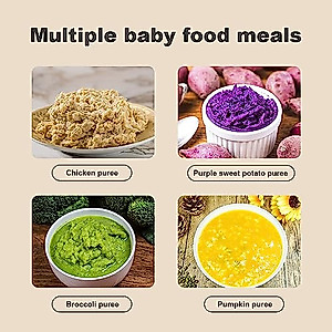 BOLOLO Baby Food Maker Set, Baby food mill, Food Processors Set for Baby Food, Fruit, Vegatable, Meat, 4 Baby Food Containers, 2 Silicone Spoons, Bib, cleaning set, One-touch blend directly