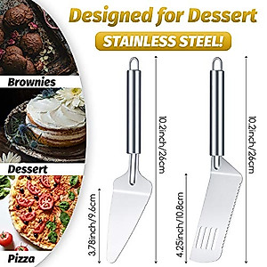 4 Pieces Pie Server Set Stainless Steel Pie Spatula Serrated Cake Cutter with Comfortable Handle, Easy to Grip for Cutting and Serving Desserts Brownies Pizza and Cake