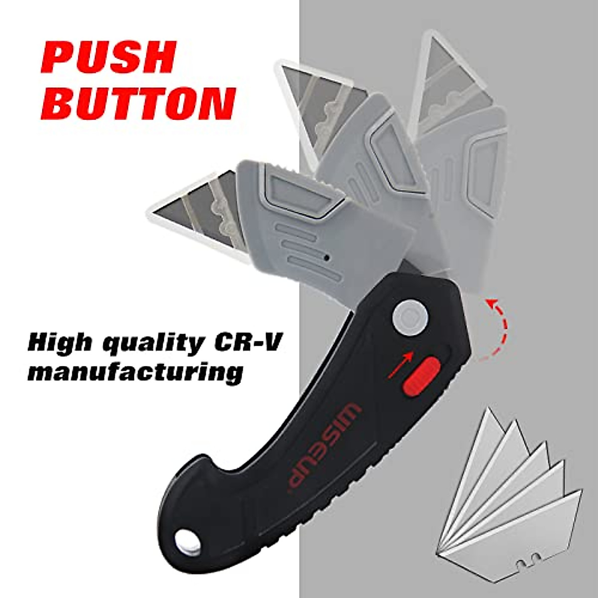 WISEUP lightweight razor blades utility knife,2 pack folding small and safety box cutter quick-change with 10pcs blades refills for boxes cartons,office,DIY,camping