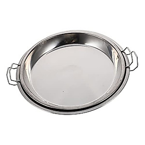 BESTonZON 10 Pcs Stainless Steel Disc Round Serving Platter Tool Trays Serving Tray Round Fish Steaming Plate Fish Dish Steak Tray Stainless Steel Reel Silver Flat Stainless Steel Dishes