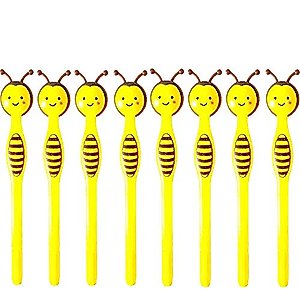 LUFOX 8Pcs Cute Bees Gel Pens Gift for Child, Women, Coworkers, Hostess and Girlfriend, Great Party Supplies and School Supplies, Black Ink(0.5mm)