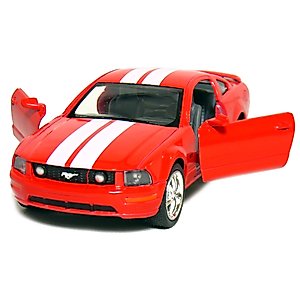 KiNSMART 2006 Ford Mustang GT Hardtop 1/38 Scale Diecast Car (Stripe red)