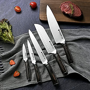 BRODARK Kitchen Knife Set with Block, Upgraded NSF (Food Safe) 15 PCS German Stainless Steel Professional Chef Knife Set with Knife Sharpener, Ultra Sharp Full Tang Knife Block Set, Best Gift