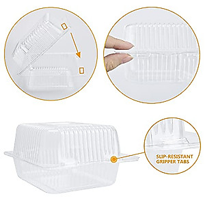 Clear Hinged Plastic Containers with Lids,50PC Square Hinged Food Individual Cake Slice Containers Disposable Plastic Clamshell Takeout Tray for Salads,Sandwiches 5.3x4.7x2.8 Inch