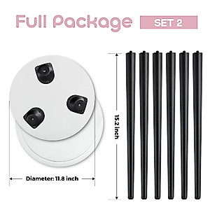 Indoor Plant Stand with Metal Legs, 16" Tall Plant Holder for Flower Pots, Mid Century Wooden Plant Stand Plant Table for Flower Pots, Modern Home Decor Small Round Side End Table (White Set 2)