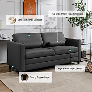 ADOWORE Queen Pull Out Sofa Bed, 2-in-1 Convertible Sleeper Sofa with Mattress, Leather Sofa Bed Couch with Metal Frame, Large Sofa Sleeper Pullout Couch Bed for Living Room Office