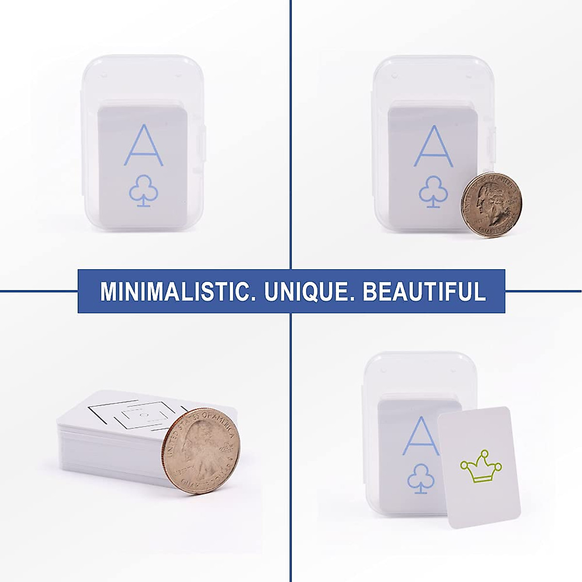 tny 2 - Ultra Mini Waterproof Playing Cards with Custom Plastic Case, Full Card Deck of Cards with Minimalistic Modern Design, Truly Mini Playing Cards for Cardistry, Board Games, Throwing, Casinos