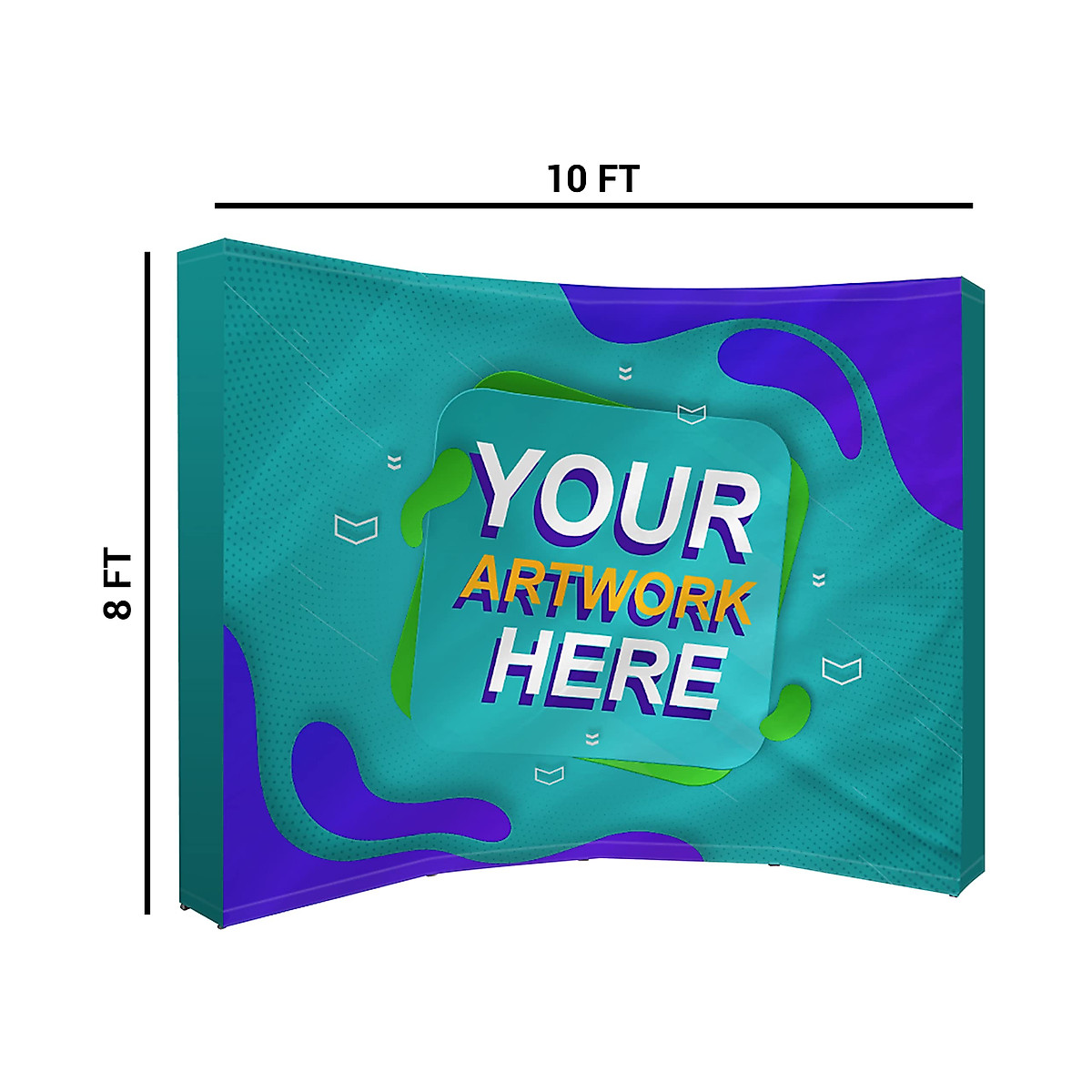 BannerBuzz, Fabric Pop Up Curved Display, Graphic with Hardware, 230 GSM, Polyester Fabric, 17 mm Pole Diameter, 1.4 mm Thick Pole, 1440 DPI Dye Sublimation Printing (10' x 8')