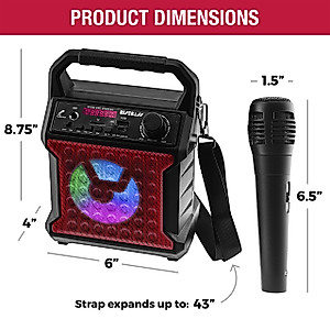 Risebass Portable Karaoke Machine with Microphone - Karaoke System with Party Lights for Kids and Adults - Rechargeable USB Speaker Set with FM Radio SD Card, AUX-in, Birthday Gift for Girls and Boys