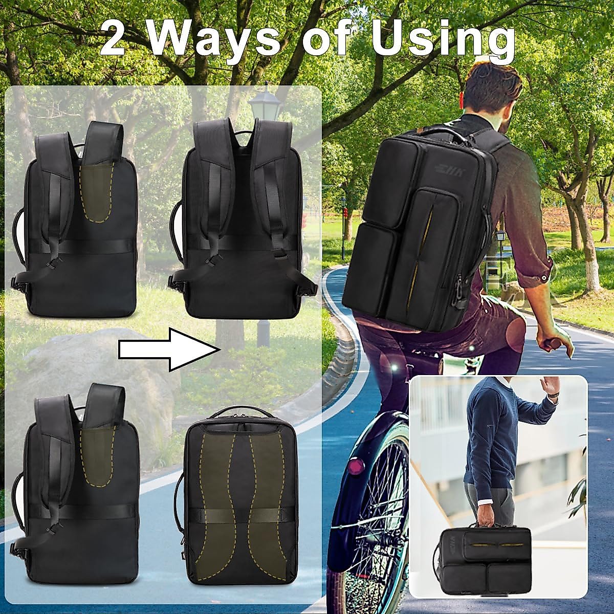 Laptop Backpack for Men 17 Inch, Durable and Lightweight Personal Item Travel Backpack, Computer Backpack with Charger Port, Suitcase Tech Backpack for College Business Office and Work, Black