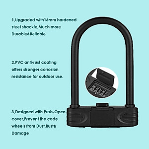 Puyueo Combination U Lock,Heavy Duty Bike Code Lock,Long Shackle Lock for Gate,Bike,Scooter