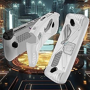 PAKESI Protection Case for ASUS ROG Ally - Rugged TPU with Built-in Stand for Game Handheld Console - Anti-Drop Shockproof Shell (White)