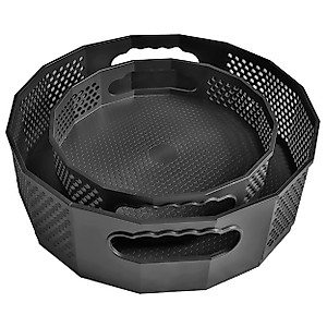 YEAVS 2 Pack Spinning Lazy Susan Turntable, Deep Plastic Spice Condiment Holder Makeup Organizer Multifunctional for Kitchen Fridge Bathroom Counter Top (Black)