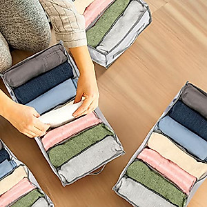 10 Pcs Extra Large Wardrobe Clothes Organizer with Handle, 7 Grid 15.7 x 11.1 x 8.7 Inch Foldable Mesh Clothes Storage Organizer for Closet, Clothes Storage Box for Jeans Pants T-shirts Leggings Bras