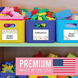 Hadley Designs 56 Floral Self Adhesive Name Tags Sticker for Kids - Name Tag Stickers for Kids Name Labels for School, Nametags Labels for Classroom Labels for Teachers, Sticky Name Tags for Clothes