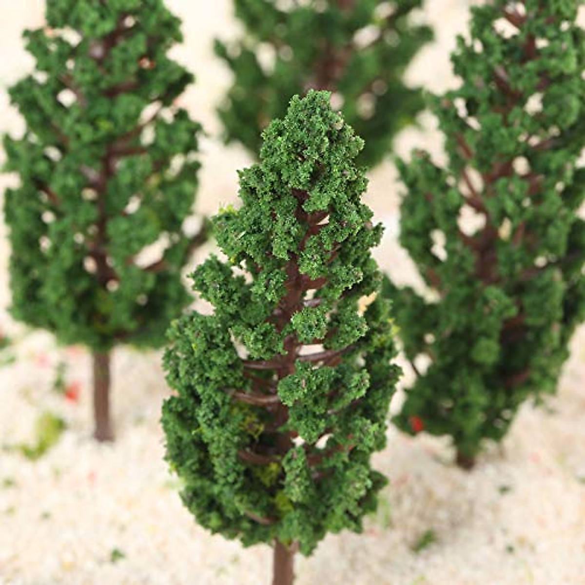 Yetaha 50PCS Model Trees, Trains Scenery DIY Pine Plastic Model Green Trees for OO HO Scale Railroad Landscape Architecture Scenes, 80mm/3.15"