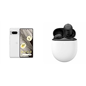 Google Pixel 7-5G Android Phone - 256GB - Snow with Pixel Buds Pro - Noise Canceling Earbuds with Charging Case - Bluetooth Headphones - Compatible with Wireless Charging - Charcoal