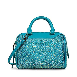Betsey Johnson Rhinestone -Barrel Satchel, Teal