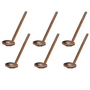 ORYOUGO 6 Pieces Handcrafted Wooden Ramen Soup Spoon with Long Handle Home Tableware Kitchen Utensils, 8.6in