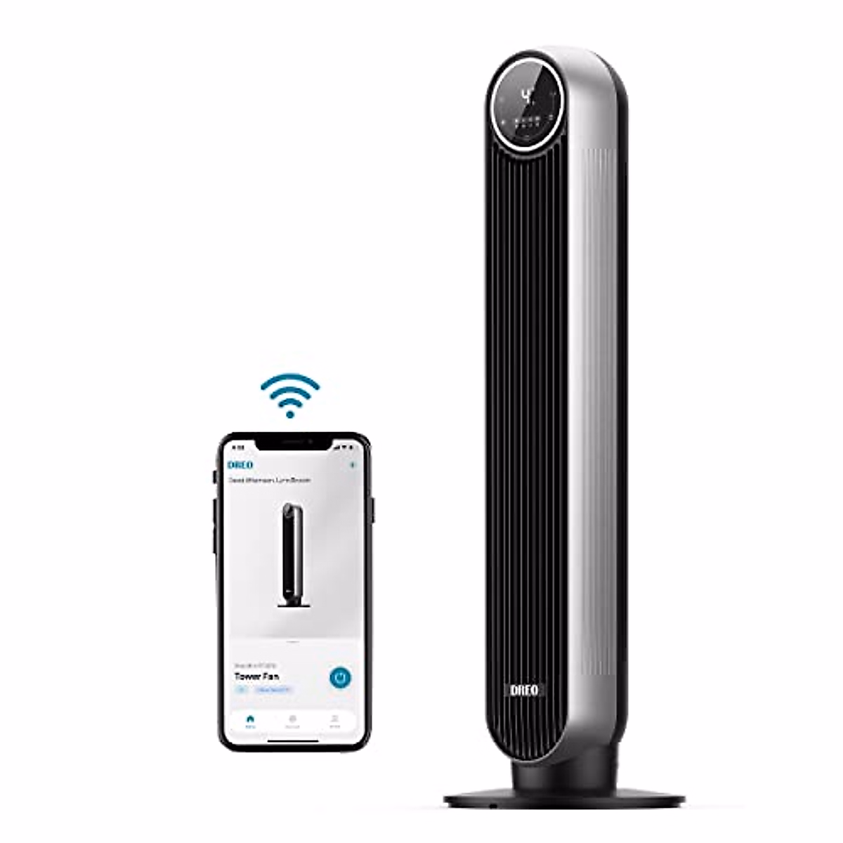 Dreo Nomad One S Smart WiFi Tower Fan with Remote, Alexa Fan,Silver,36inch,DR-HTF007S-Vine