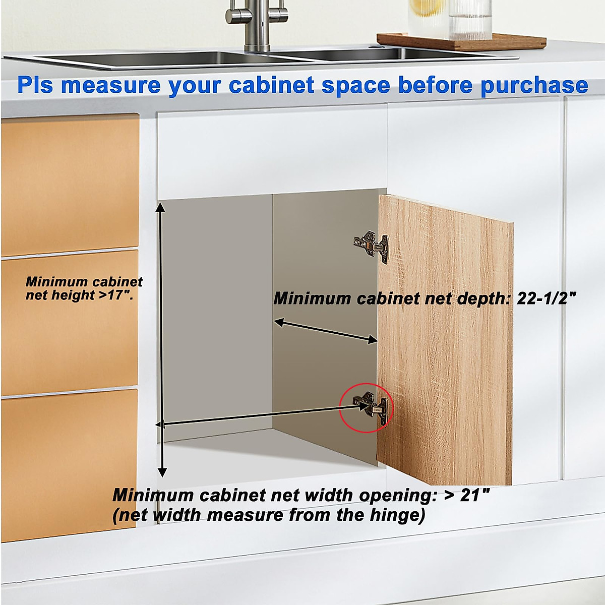 DINDON 2 Tier Pull Out Cabinet Organizer (20" W x 21" D) Slide Out Wood Shelf Double Tier Kitchen Wire Basket with Chrome Finish…