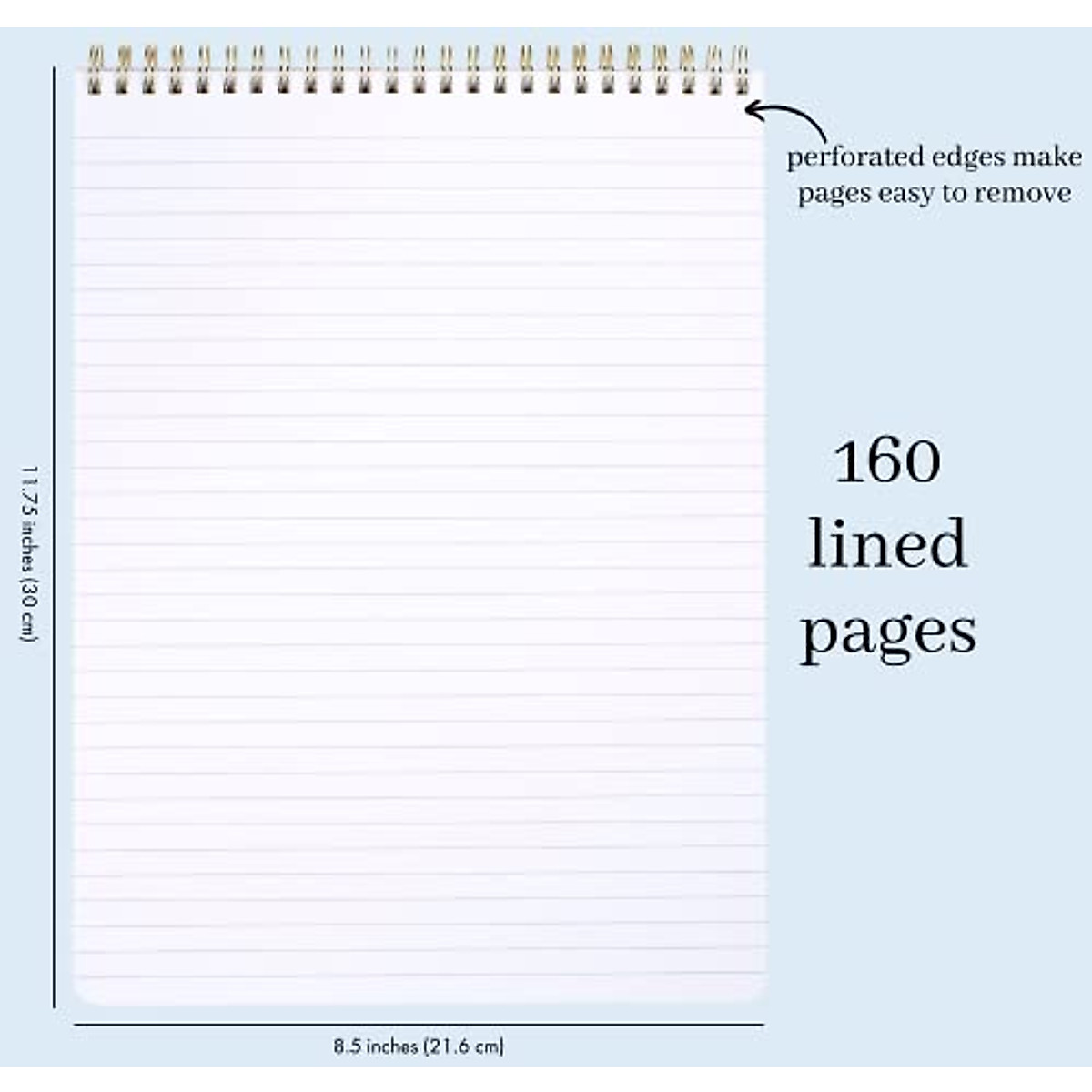 Kate Spade New York Large College Ruled Notebook, Top Spiral Notebook with 160 Pages, 11.75" x 8.5" Writing Pad, Gold Spade Floral