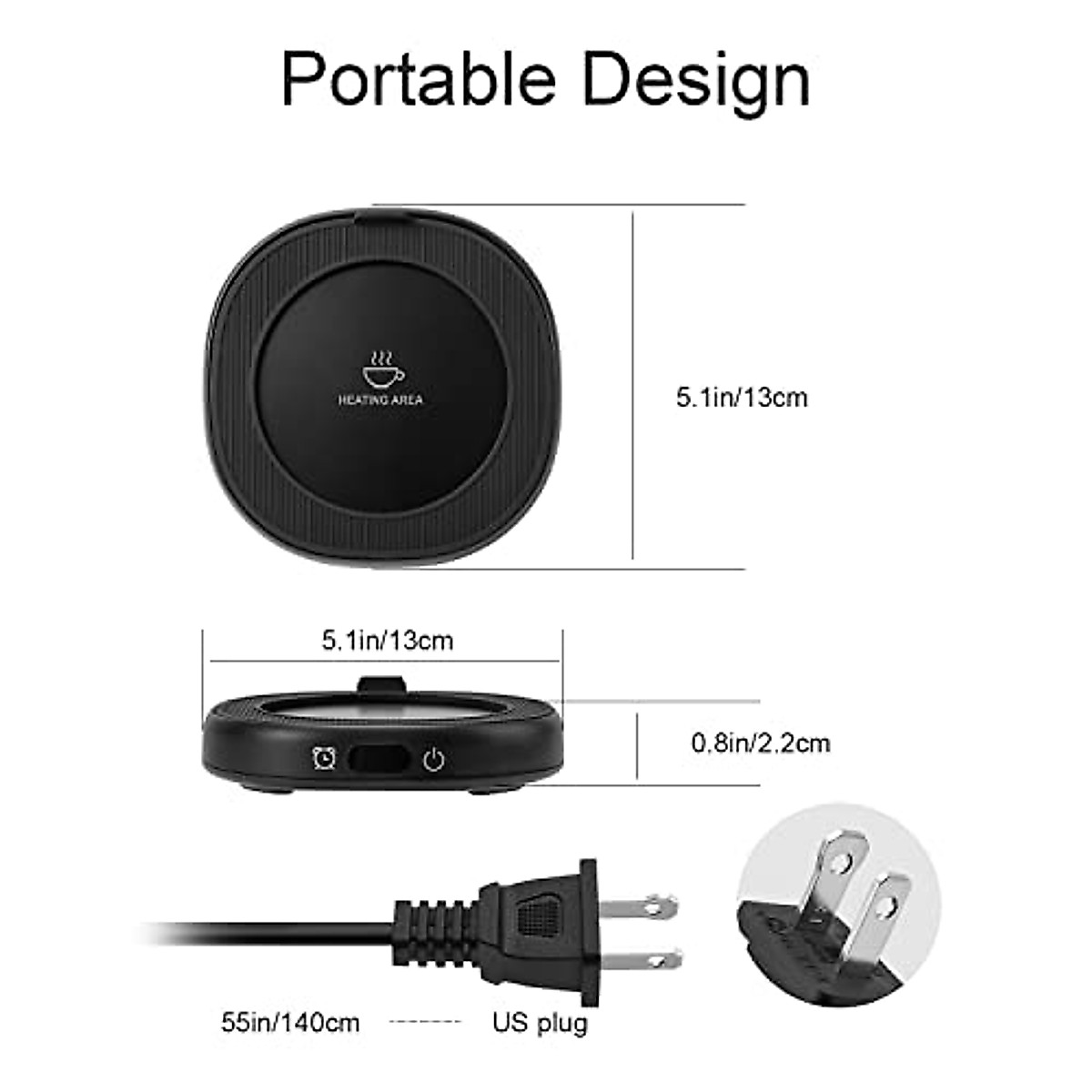 Bsigo Smart Coffee Mug Warmer & Cute Cat Glass Mug Set, Beverage Warmer for Desk Office, Cup Warmer Plate for Milk Tea Water with Time & Temperature Setting(Up to 140℉/ 60℃), 8H Auto Shut Off, Grey