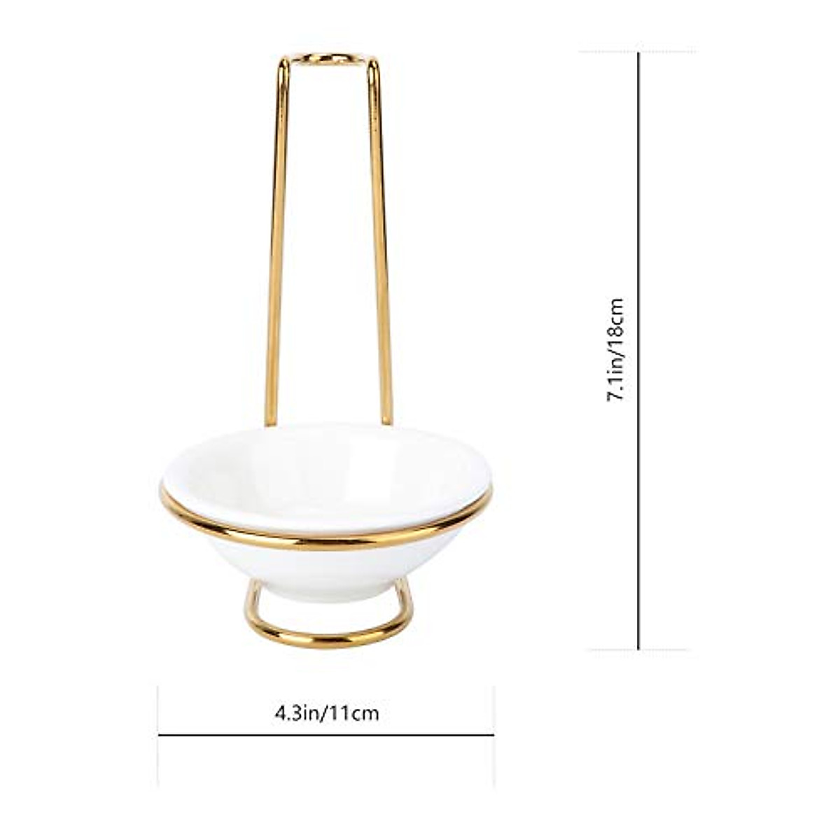 YARNOW Upright Stovetop Drip Catcher Spoon Rest, 1PC White Ceramic Single Ladle Spoon Rest Holder with Stainless Steel Rack