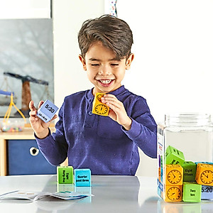 hand2mind Telling Time Dice, Large Foam Dice for Classroom, Clock Learning for Kids, Kindergarten Learning Activities, Clock Manipulatives, Math Dice, Educational Toys for Elementary Kids (Set of 16)