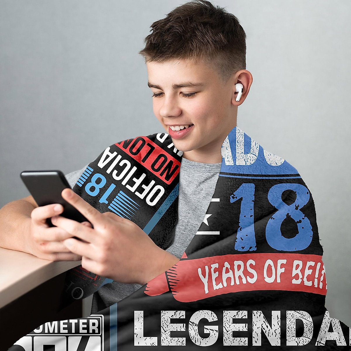 18th Birthday Gifts for Boy, 18 Year Old Boy Birthday Gifts, Gifts for Boy Turning 18, 18 Birthday Gift Ideas Throw Blanket 60 x 50 Inch, Gifts for 18 Year Old Male, 18 Birthday Decorations for Men
