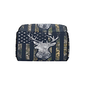 METERO YOUNGFIT American Flag Camo Deer Black Diaper Bags with Name Waterproof Mummy Backpack Nappy Nursing Baby Bags Gifts Tote Bag for Women One Size