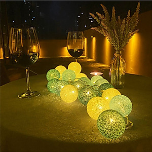 Fairy Lights Starry LED String Lights 20 PCS Indoor/ Outdoor Cotton Ball Warm Lighting Wall Light for Bedroom, Wedding Party ,Home ,Christmas,Halloween,Garden (Batteries, Tiffany)