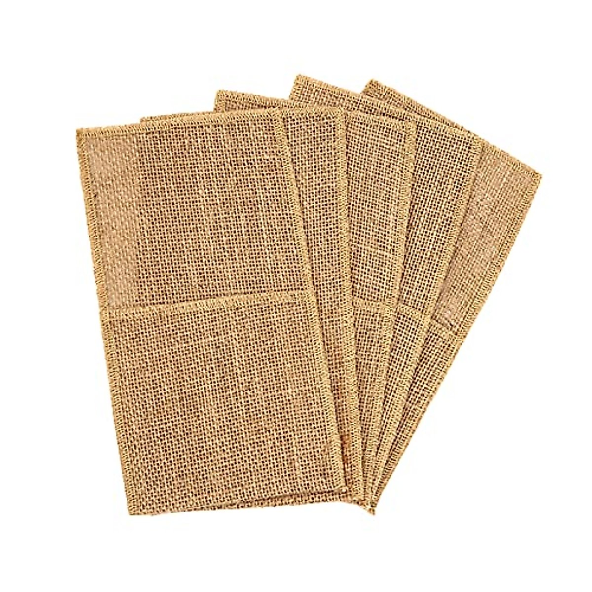 AOKQYA Burlap Silverware Holder Set Of 10 Reusable Rustic Utensil Holder Pouch for Table Setting (Natural)