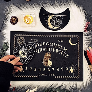 OKDOKEY Black Spirit Board & Tarot Card Stand Kit(3PC) | Black Wooden Laser Engraved Spirit Board | Unique Metaphysical Spirit Game | Talking Board | Seance |Witch Personalized Gift—Classic Series
