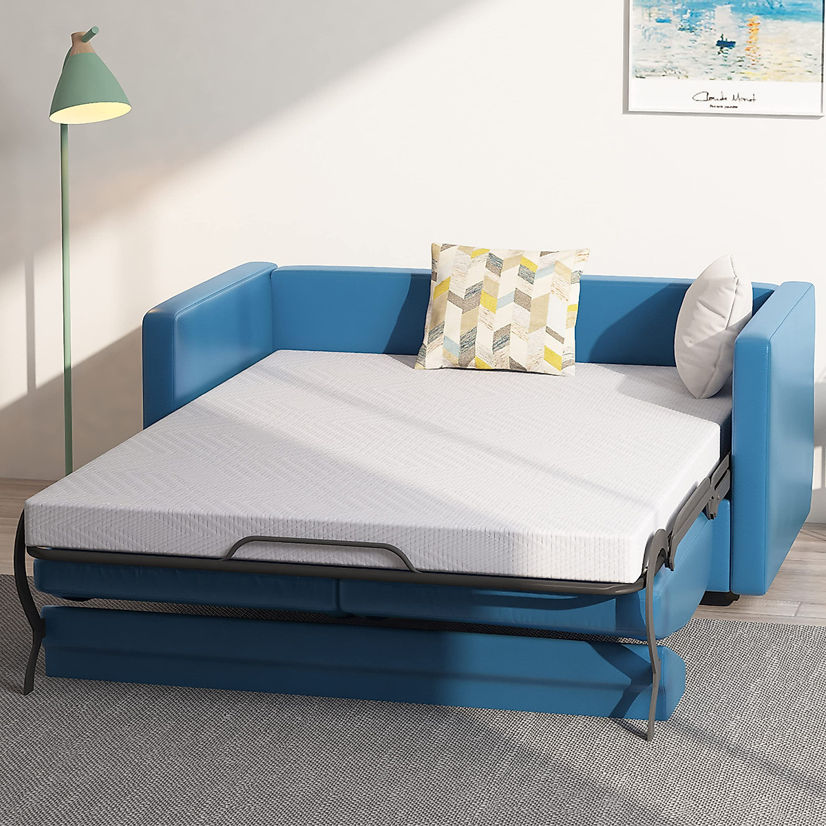 EGOHOME Full Memory Foam Replacement Mattress Sleeper 4.5-Inch for Convertible Sleeper Sofa and Couch Beds, Cooling Gel Green Tea Mattress in a Box, 73”×52”×4.5”, Sofa Not Included